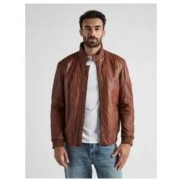 Lederjacke JCC "3102164", Herren, Gr. 52, braun (cognac), Obermaterial: 100% Leder Lamm; Lining 50% Polyester, 50% Baumwolle; &Auml;rmelfutter: 100% Polyester; Strick: 100% Baumwolle, mit Knopf, Jacken