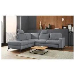 Ecksofa Home Affaire "Lolland L-Form", grau (anthrazit), B:249cm H:88cm T:212cm, Struktur impr&auml;gniert - feucht abwischbar (100% Polyester);Struktur Flausch (90% Polyester, 10% Polyamid);Luxus-Microfaser ALTARA NUBUCK (100% Polyester), Sofas, Ecksofa, Wahlweise mit Bettfunktion und Stauraum, auch mit abwischbarem Bezug