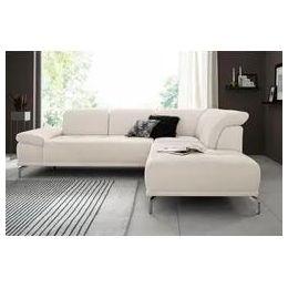Ecksofa Home Affaire "Caluna", beige (creme), B:262cm H:97cm T:233cm, Luxus-Microfaser Vintageoptik (100% Polyester);Flachgewebe Mura: (100% Polyester);Luxus-Mikrofaser (90% Polyester, 10% Polyamid), Sofas, Ecksofa, Inkl.Sitztiefenverstellung, wahlweise mit Kopf- und Armteilverstellung