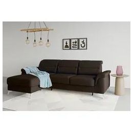 Sit & More Ecksofa SIT & MORE "Sinatra L-Form", braun (dunkelbraun), B:258cm H:85cm T:170cm, 100% Polyester, Sofas, Ecksofa, mit Recamiere, optinal mit Kopfteilverstellung und Armteilfunktion