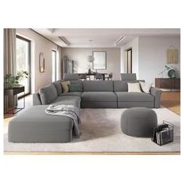 Sit & More Ecksofa SIT & MORE "Cadabra L-Form", grau, B:356cm H:80cm T:292cm, Samtoptik (100% Polyester);Soft clean (98% Polyester, 2% Polyamid);Struktur fein (100% Polyester), Sofas, Ecksofa, Breite 356 cm, mit Sitztiefenverstellung