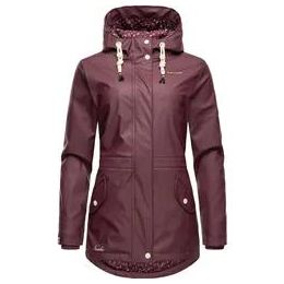 Regenjacke Navahoo "Oceans Heart", Damen, Gr. S (36), rot (weinrot), Oberstoff: 70% Polyester, 30% Polyurethan. Futter: 100% Polyester. Wattierung: 100% Polyester. &Auml;rmelfutter: 100% Polyester, figurumspielend Po-bedeckend, &Auml;rmel ohne &Auml;rmelschlitz Rippstrickb&uuml;ndchen mit Kn&ouml;pfen, Jacken Regenjacke, stylischer wasserdichter Regenmantel mit Kapuze