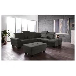 Ecksofa Home Affaire "Cornwall L-Form", grau (anthrazit), B:283cm H:84cm T:253cm, Struktur fein (100% Polyester);Luxus-Microfaser weich (90% Polyester, 10% Polyamid), Sofas, Ecksofa, incl. Sitztiefenverstellung, mit Bettfunktion und Kopfteilverstellung