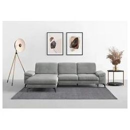 Sit & More Ecksofa SIT & MORE "Cabana L-Form", silber, B:301cm H:84cm T:195cm, 100% Polyester, Sofas, Ecksofa, Recamiere, wahlweise mit Sitztiefen-, Armlehnen- und Kopfteilfunktion