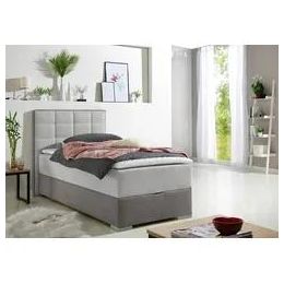 Boxspringbett Maintal, grau (hellgrau), L:210cm, Bezug Microfaser aus 100% Polyester, Komplettbetten, Boxspringbett, mit Bettkasten und Topper