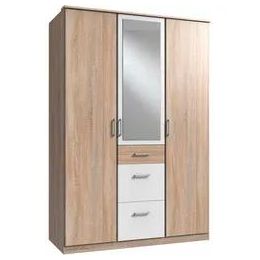 Kleiderschrank wimex "Click", wei&szlig; (struktureichefarben hell, wei&szlig;), B:135cm H:199cm T:58cm, Schr&auml;nke, Kleiderschrank Dreht&uuml;renschrank, mit Spiegel