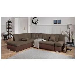 Ecksofa DOMO collection "Mona L-Form bequem und komfortabel, Breite 271cm, L-Form", braun (dunkelbraun, braun), B:271cm H:80cm T:213cm, Struktur fein 100% Polyester;Chenilleoptik 100% Polyester, Sofas, Ecksofa, wahlweise mit Bett- und Armlehnfunktion