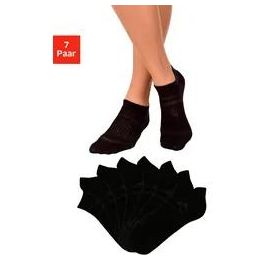 Sneakersocken Lascana ACTIVE, Damen, Gr. 39-42, schwarz (7x schwarz), Obermaterial: 71% Baumwolle, 16% Polyester, 11% Polyamid, 2% Elasthan, unifarben, elastisch, Socken Sneakersocken, in Piqu&eacute;-Optik