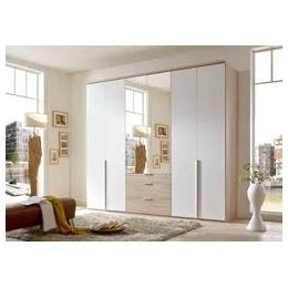 Kleiderschrank wimex "New York", wei&szlig; (struktureichefarben hell,wei&szlig;, spiegel), B:270cm H:236cm T:58cm, Schr&auml;nke, Kleiderschrank, mit Spiegelt&uuml;r