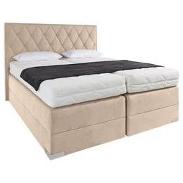 Boxspringbett, beige (dunkelbeige), B:190cm L:212cm, Bezug der Obermatratze: 100% Polyester, Bezug abnehm- und waschbar bis 60C;Unterbox und Kopfteil: Microvelours-Bezug (100% Polyester), Westfalia Schlafkomfort, Komplettbetten, Boxspringbett