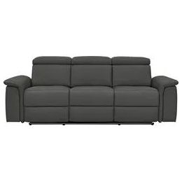 3-Sitzer Home Affaire "Pareli 229cm, manuelle u. elektr. Relaxfunktion in 2 Sitzen", schwarz, B:229cm H:98cm T:142cm, Sofas, USB, KT-Verstellung, LED Beleuchtung, in Echtleder, Kunstleder, Web