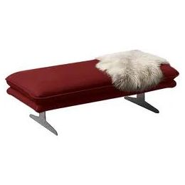 Polsterhocker W.Schillig, rot (ruby rot z59), B:145cm H:43cm T:71cm, Longlife Xtra-Leder Z59: Glattleder mit modischer Pr&auml;gung. Hautst&auml;rke 0, 9 - 1, 1 mm, Hocker, Polsterhocker, F&uuml;&szlig;e in Chrom gl&auml;nzend