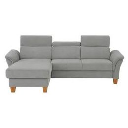 Ecksofa Home Affaire "Conville L-Form", grau, B:256cm H:84cm T:167cm, 100% Polyester, Sofas, Ecksofa, Federkern, wahlweise mit Bettfunktion und Bettkasten bzw. Stauraum