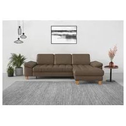 Sit & More Ecksofa SIT & MORE "Westham L-Form", braun (coffee), B:275cm H:88cm T:172cm, 100% Polyester, Sofas, Ecksofa, mit Recamiere, mit oder ohne Bettfunktion, Bettkasten, F&uuml;&szlig;e Eiche