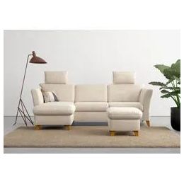 Ecksofa Home Affaire "Trelleborg L-Form", beige (creme), B:249cm H:86cm T:162cm, 100% Polyester, Sofas, Ecksofa, wahlweise mit Bettfunktion und Bettkasten, inkl. Federkern-Polsterung