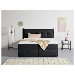 Boxbett Home Affaire "Kederleicht", grau (anthrazit), B:195cm L:213cm, Komplettbetten, Boxspringbett, inklusive Bettkasten & Topper, in 4 Breiten und 2 H&auml;rtegraden