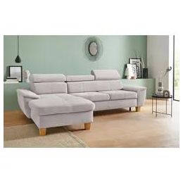 Ecksofa exxpo - SOFA FASHION "Enya, aufwendige Detailverarbeitung, hoher Sitzkomfort, bequem, L-Form", silber, B:280cm H:79cm T:167cm, Luxus-Microfaser Vintageoptik (100% Polyester);Webvelours (92% Polyester, 8% Nylon), Sofas, Ecksofa, inkl. Kopfteilverstellung, wahlweise mit Bettfunktion und Bettkasten