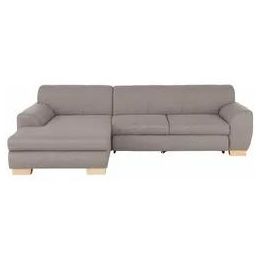 Ecksofa Home Affaire "Nika L-Form", silber, B:277cm H:84cm T:84cm, Struktur fein (100% Polyester);100% Polyester/ 85% Polyester+15% Polyacryl Melrose/Struktur, Sofas, Ecksofa, Polsterecke, Struktur fein oder Melrose/Struktur, mit Bettfunktion