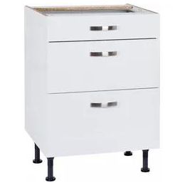 Unterschrank KOCHSTATION "KS-Cara", wei&szlig; (wei&szlig;, wei&szlig;), B:60cm H:87cm T:58,4cm, Schr&auml;nke, Unterschrank, Breite 60 cm, mit Vollausz&uuml;gen und Soft-Close-Funktion