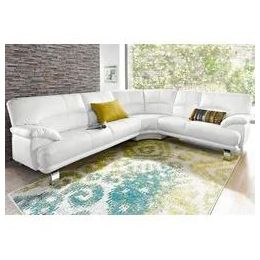 Ecksofa Trendmanufaktur "Cecilia in italienischem Design, modern und komfortabel, L-Form", wei&szlig; (altwei&szlig;), B:280cm H:87cm T:240cm, NaturLEDER (echtes Rindsleder) in Sitz und R&uuml;cken. Korpus in passendem Kunstleder SOFTLUX bezogen;Luxus-Microfaser ALCAZAR (100% Polyester);Kunstleder SOFTLUX;Microfaser PRIMABELLE (100% Polyester), Sofas, Ecksofa, bequeme Armlehnen, mit langem Schenkel