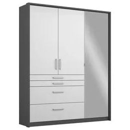 Dreht&uuml;renschrank Rauch "Kleiderschrank Schrank Garderobe Garderobenschrank Topseller HOMBURG", wei&szlig; (graumetallic, hochglanz wei&szlig;), B:136cm H:197cm T:54cm, Holzwerkstoff, Schr&auml;nke, Dreht&uuml;renschrank, inkl. Passepartout, oberer Schubkasten mit Einteilung MADE IN GERMANY