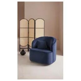 Drehsessel "Dilara Sessel", blau (dunkelblau), B:94cm H:89cm T:94cm, Struktur fein 100% Polyester);Samtoptik (100% Polyester);Boucl&eacute; (100% Polyester), LeGer Home by Lena Gercke, Sessel, Drehsessel, gerundete R&uuml;ckenlehne und Front, in 3 Bezugsqualit&auml;ten