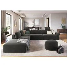 Sit & More Ecksofa SIT & MORE "Cadabra L-Form", grau (anthrazit), B:356cm H:80cm T:292cm, Samtoptik (100% Polyester);Soft clean (98% Polyester, 2% Polyamid);Struktur fein (100% Polyester), Sofas, Ecksofa, Breite 356 cm, mit Sitztiefenverstellung