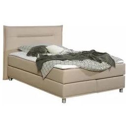 Boxspringbett Maintal, beige, Liegefl&auml;che B/L: 140cm x 200cm, H3, Kaltschaummatratze, Bezug: Strukturstoff aus 100% Polyester;Bezug der Spiegelfl&auml;che Matratzendrell aus 100% Polyester;Bezug des Toppers: 100% Polyester, Komplettbetten, Boxspringbett, inkl. Topper