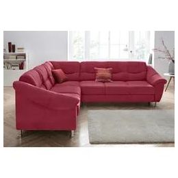 Sit & More Ecksofa SIT & MORE "Salsa L-Form", rot (bordeaux), B:264cm H:86cm T:244cm, Bedruckte Microfaser (100% Polyester);Luxus-Microfaser ALTARA NUBUCK (100% Polyester);Struktur (100% Polypropylen), Sofas, Ecksofa, mit Federkern, wahlweise mit Schlaffunktion