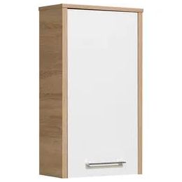 H&auml;ngeschrank SAPHIR "Quickset 382 Wand-Badschrank mit 1 T&uuml;r und 2 Einlegeb&ouml;den", braun (eiche natur), B:40cm H:72cm T:20cm, Holzwerkstoff, Schr&auml;nke, H&auml;ngeschrank, Badezimmer-H&auml;ngeschrank, 40 cm breit, inkl. T&uuml;rd&auml;mpfer, Wei&szlig; Hochglanz