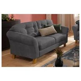 3-Sitzer Home Affaire "Trondheim", grau (anthrazit), B:192cm H:89cm T:90cm, Struktur weich ( 97% Polyester, 3% Baumwolle);Luxus-Microfaser ALTARA NUBUCK (100% Polyester);Luxus-Microfaser Lederoptik (100% Polyester), Sofas, mit Federkern, Knopfheftung im R&uuml;cken