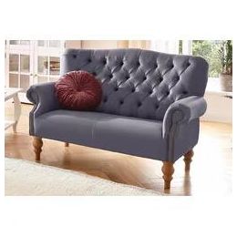 Chesterfield-Sofa Home Affaire "Lord", lila, B:138cm H:93cm T:84cm, Luxus-Microfaser Lederoptik (100% Polyester);Struktur fein (100% Polyester), Sofas, mit echter Chesterfield-Knopfheftung und Ziern&auml;geln