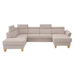 Wohnlandschaft Home Affaire "Conville U-Form", grau (elephant), B:322cm H:84cm T:217cm, 100% Polyester, Sofas, Wohnlandschaft, Kopfteilverstellung wahlweise mit Bettfunktion und Bettkasten