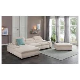 Ecksofa Home Affaire "Alberto L-Form", beige (creme), B:286cm H:73cm T:174cm, 90% Polyester, 10% Polyamid;Luxus-Microfaser ALTARA NUBUCK (100% Polyester);Luxus-Microfaser weich (90% Polyester, 10% Polyamid);Microfaser Antiklederoptik, Sofas, Ecksofa, mit Kopfteilverstellung, wahlweise mit Bettfunktion