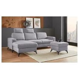 Ecksofa Home Affaire "Lolland L-Form", grau, B:250cm H:88cm T:162cm, Struktur impr&auml;gniert - feucht abwischbar (100% Polyester);Struktur Flausch (90% Polyester, 10% Polyamid);Luxus-Microfaser ALTARA NUBUCK (100% Polyester), Sofas, Ecksofa, Wahlweise mit Bettfunktion und Bettkasten, Federkern