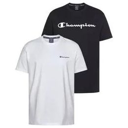 T-Shirt Champion, Herren, Gr. S, schwarz-wei&szlig; (schwarz, wei&szlig;), Obermaterial: 100% Baumwolle, Basic h&uuml;ftlang, Rundhals, Shirts T-Shirt