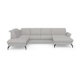 Sit & More Wohnlandschaft SIT & MORE "Fashion U-Form", silber, B:338cm H:84cm T:207cm, Sofas, Wohnlandschaft, wahlweise mit Kopfteilverstellung, Vorziehsitz, motorisch, Metallf&uuml;&szlig;e