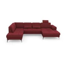 Sit & More Wohnlandschaft SIT & MORE "Bendigo U-Form", rot, B:332cm H:87cm T:226cm, Sofas, Wohnlandschaft, inklusive Sitztiefenverstellung, Bodenfreiheit 15 cm, in 2 Fu&szlig;farben