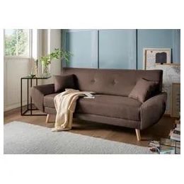 3-Sitzer Home Affaire "Basta", braun (dunkelbraun), B:205cm H:80cm T:82cm, (100% Polyester) Struktur fein (100% Polyester) Chenille, Sofas