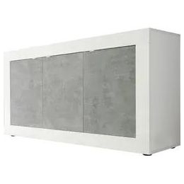 Sideboard Home Affaire "Basic Breite 160 cm, Kommode 3 T&uuml;ren, Anrichte", wei&szlig; (wei&szlig; hochglanz lack, beton, optik), B:160cm H:86cm T:43cm, Sideboards, Sideboard, Metallgriff, moderne Rahmenoptik, viel Stauraum, Farbauswahl