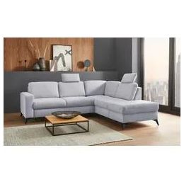 Ecksofa Home Affaire "Lolland L-Form", grau, B:249cm H:88cm T:212cm, Struktur impr&auml;gniert - feucht abwischbar (100% Polyester);Struktur Flausch (90% Polyester, 10% Polyamid);Luxus-Microfaser ALTARA NUBUCK (100% Polyester), Sofas, Ecksofa, Wahlweise mit Bettfunktion und Stauraum, auch mit abwischbarem Bezug