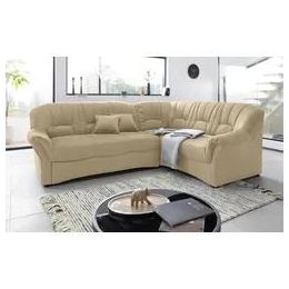 Ecksofa DOMO collection "Bahia, zeitlos und elegant, bequeme Armlehnen, L-Form", beige, B:256cm H:91cm T:200cm, Luxus-Microfaser (100% Polyester), mit Muster;Struktur (100% Polyester), Sofas, Ecksofa, wahlweise mit Bettfunktion