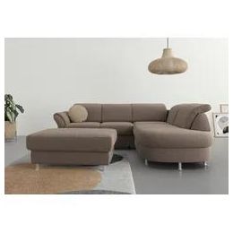 Sit & More Ecksofa SIT & MORE "Apulia L-Form", grau (taupe), B:250cm H:78cm T:212cm, Webstoff (100% Polyester);Struktur weich (90% Polyester, 10% Polyamid);Luxus-Micofaser Euphoria (100% Polyester);Samtoptik (100% Polyester), Sofas, Ecksofa, wahlweise Bettfunktion, Bettkasten und Kopf- und Armteilverstellung