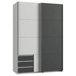 Schwebet&uuml;renschrank wimex "Emden", wei&szlig; (wei&szlig;, graphitfarben), B:135cm H:198cm T:64cm, Schr&auml;nke, Schwebet&uuml;renschrank, Mit Au&szlig;enschubk&auml;sten