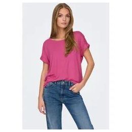 T-Shirt Only "ONLMOSTER &ndash; Kurzarmshirt mit Aufschlag und klassischem Look", Damen, Gr. XS, rosa (gin fizz), Jersey, Obermaterial: 75% Viskose, 20% Polyester, 5% Elasthan, unifarben, regular fit normal, Rundhals, mit Aufschlag, Shirts T-Shirt, Viskosemischung, regular fit