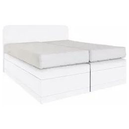Boxspringbett, wei&szlig;, B:145cm L:212cm, Box und Kopfteil: Microvelours (100% Polyester) oder Kunstleder (Polyurethan);Bezug der Obermatratze: 100% Polyester, Westfalia Schlafkomfort, Komplettbetten, Boxspringbett, wahlweise mit Bettkasten