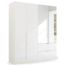 Dreht&uuml;renschrank Rauch "Kleiderschrank Schrank Garderobe Ankleide GLAMOUR BY QUADRA SPIN", wei&szlig; (alpinwei&szlig;, hochglanz wei&szlig;), B:181cm H:210cm T:54cm, Holzwerkstoff, Schr&auml;nke, Dreht&uuml;renschrank, mit Spiegel und Hochglanz-Front, Stangengriff MADE IN GERMANY