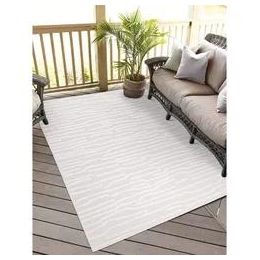 Teppich Carpet City "In-& Outdoorteppich Santorini 450, 3D-Effekt, Gestreift", beige (creme), B:140cm H:5mm L:200cm, Polypropylen, Teppiche, Teppich, Wetterfest & UV-best&auml;ndig f&uuml;r Terrasse, Balkon, K&uuml;che, Flur