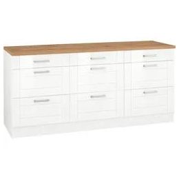 Unterschrank KOCHSTATION "KS-Tinnum", wei&szlig;, B:180cm H:85cm T:60cm, Holzwerkstoff, Schr&auml;nke, Unterschrank, 180 cm breit, Metallgriffe, MDF Fronten, mit 3 Schubk&auml;sten, 6 Ausz&uuml;ge
