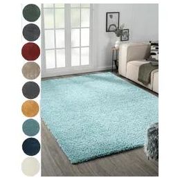 Hochflor-Teppich "My Shaggy", blau (hellblau), B:160cm H:37mm L:230cm, Polypropylen (PP), MyFlair M&Ouml;BEL & ACCESSOIRES, Teppiche, Shaggy, Uni-Farben, leicht gl&auml;nzend, Microfaser, extra flauschig